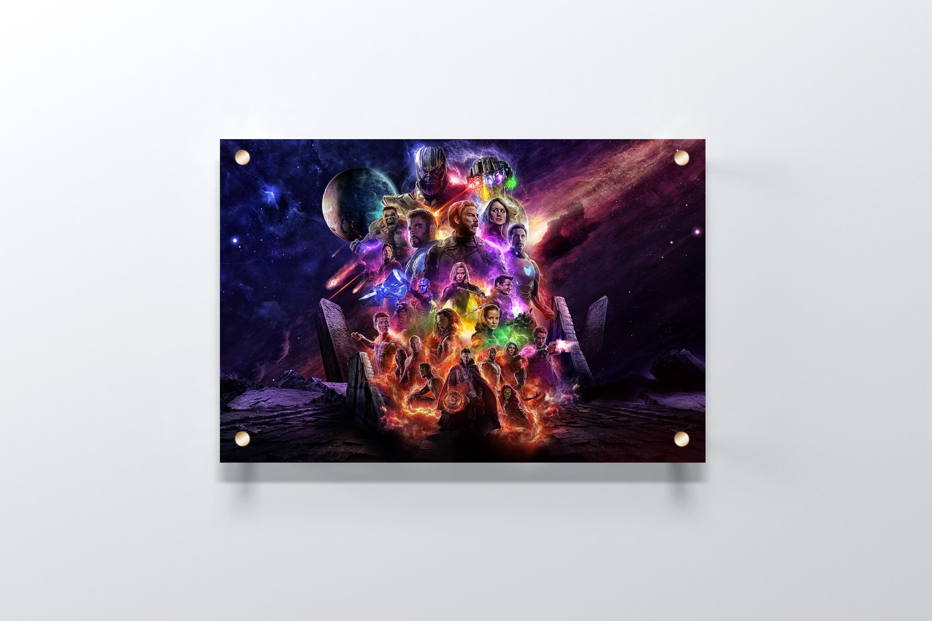 Avengers Endgame Wall Art, Infinity War Gauntlet Glass Print, Marvels ...