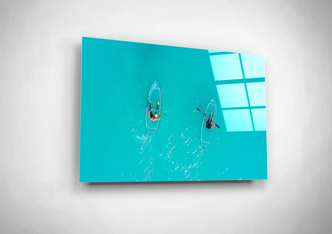 Kayaking Wall Art, Blue Ocean Print, Pro Kayaker Gifts, Glass Beach ...