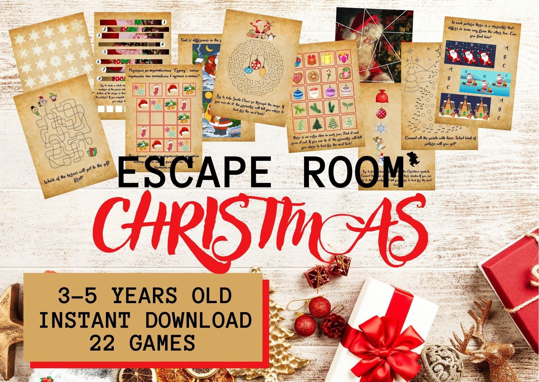 Christmas Printable 22 Cards Games for Kids 3-5 Years Old Printable ...
