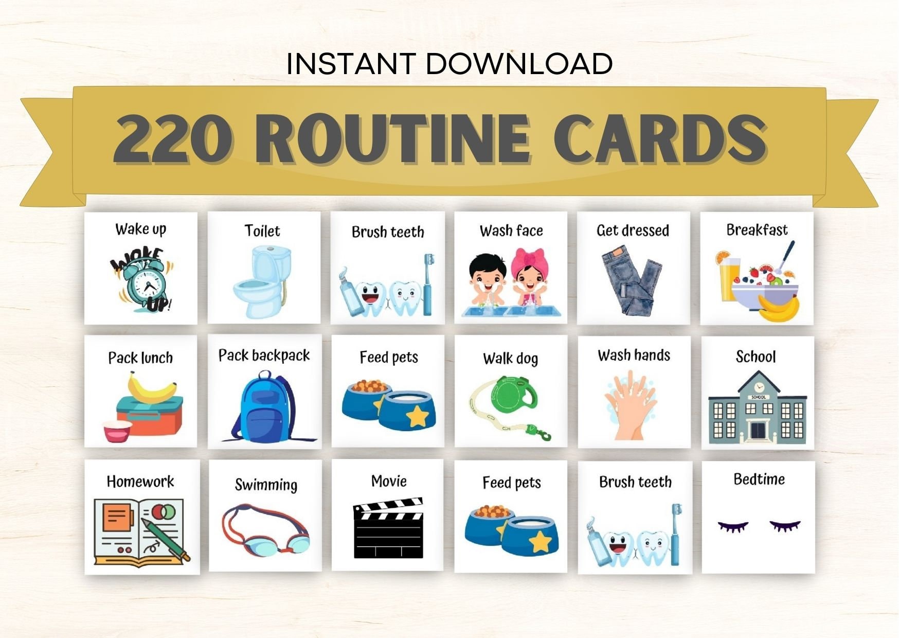 Routine Cards, Chore Chart, Daily Checklist, Toddler Routine Cards - Etsy