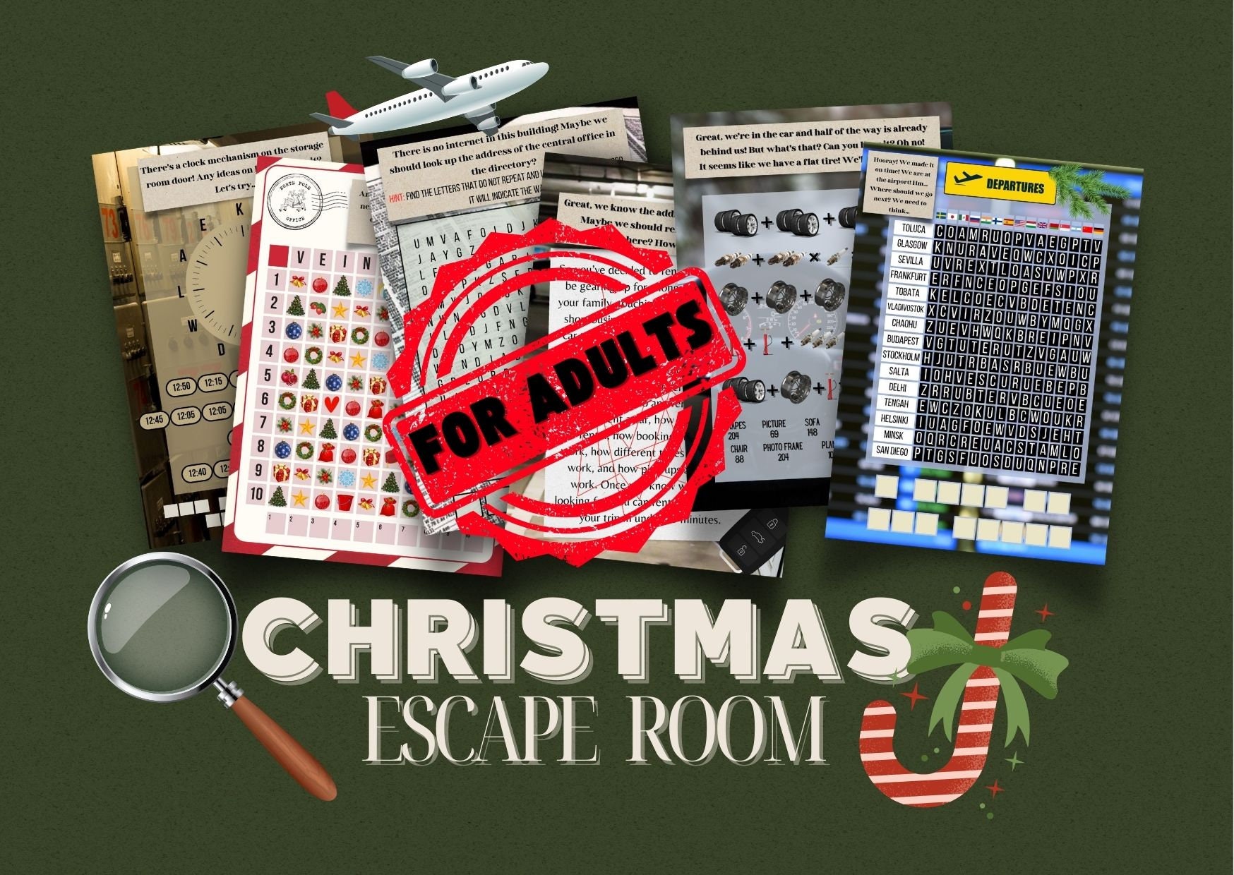 Christmas Party Game, Puzzles for Adults, Escape Room Pdf, Diy Kits for ...