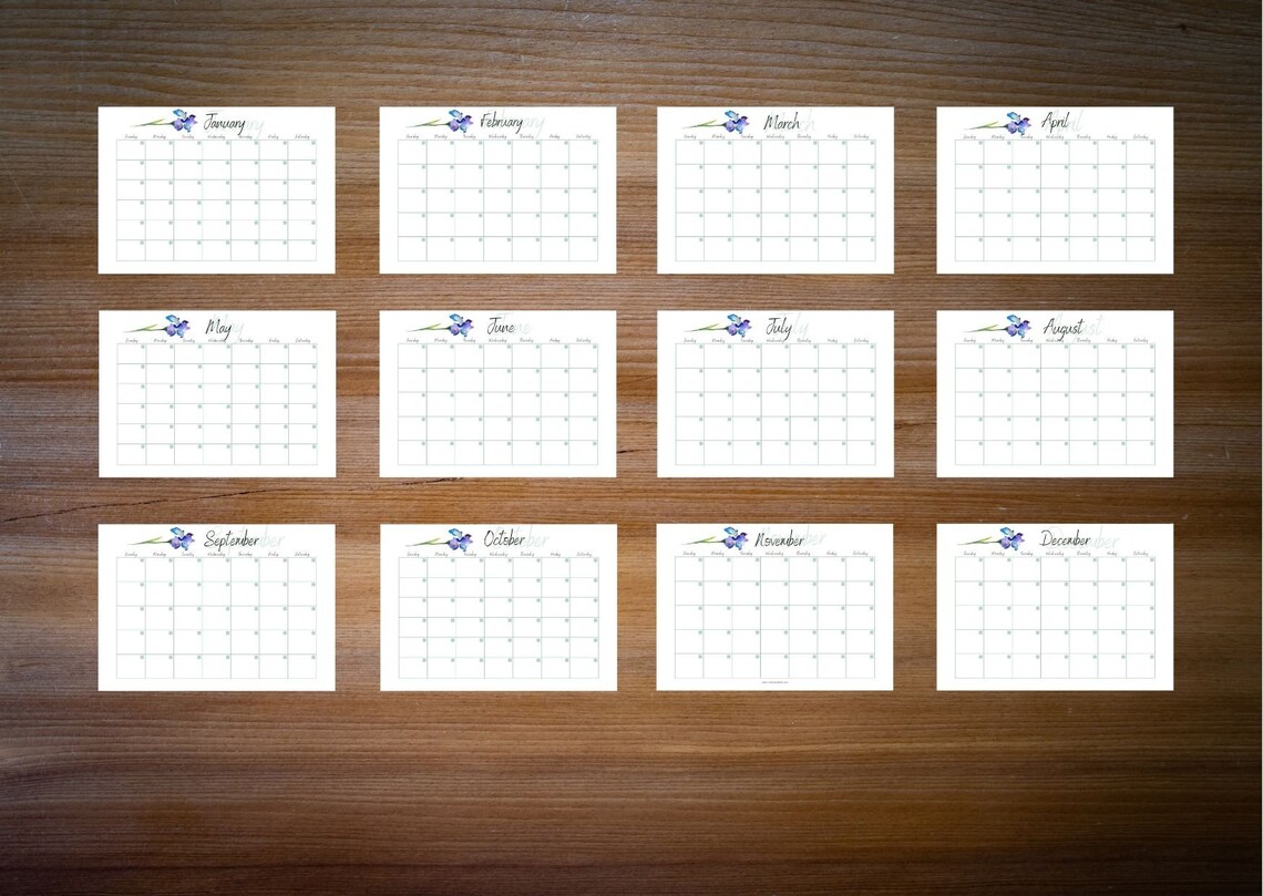 Monthly Calendar Calendar 2022 Printable Calendar Template | Etsy