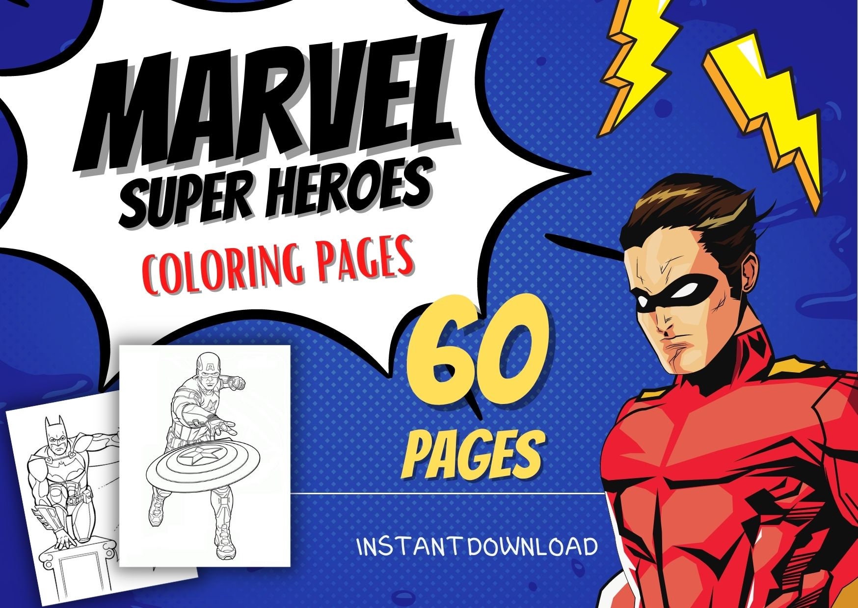 60 Marvel Heroes Coloring Pages, Marvel United, Marvel Champions - Etsy