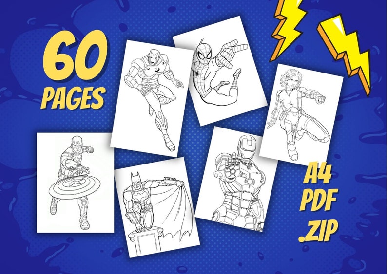 60 Marvel Heroes Coloring Pages, Marvel United, Marvel Champions - Etsy