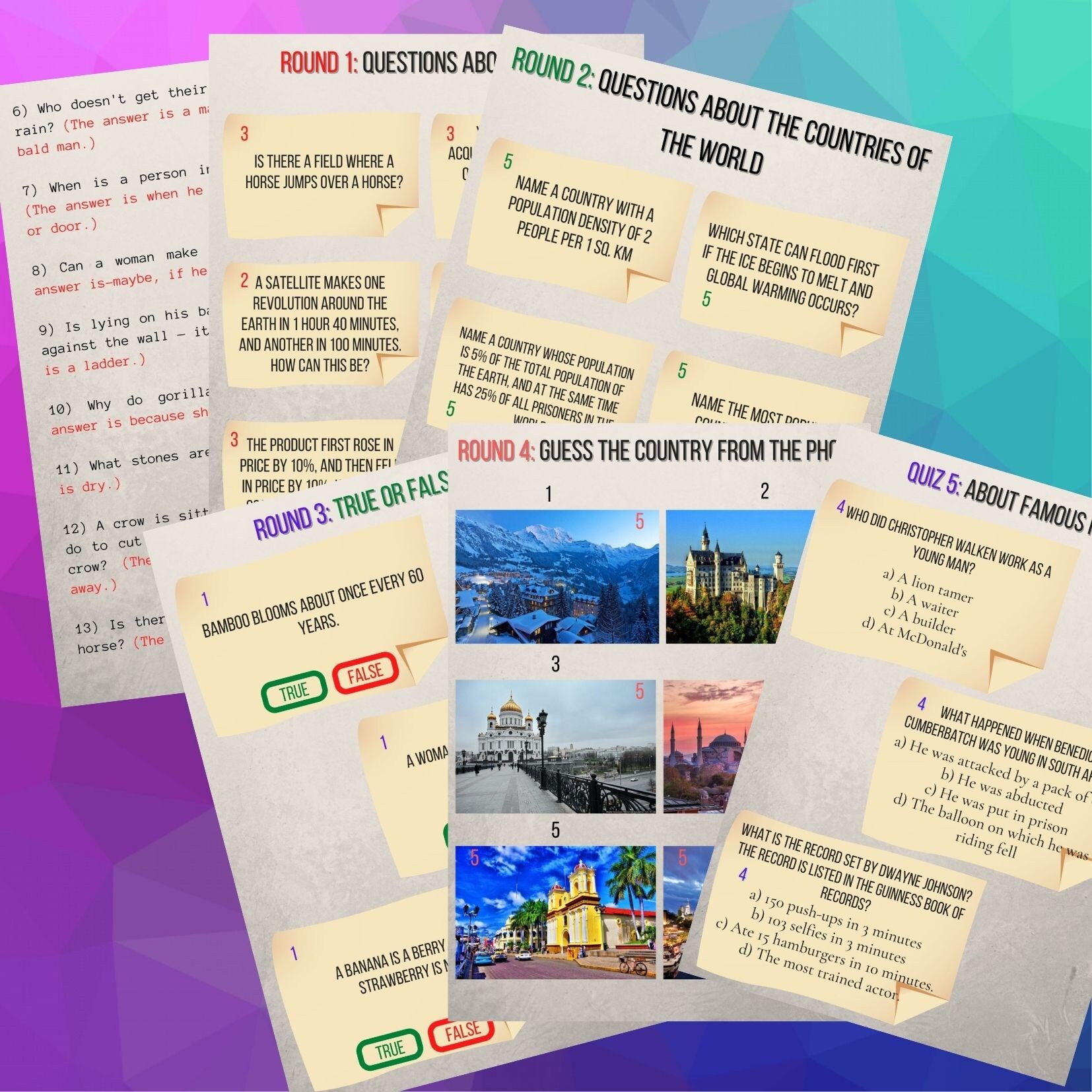 Family Quiz Night, Trivia Questions, Party Printable Games, Party Game ...