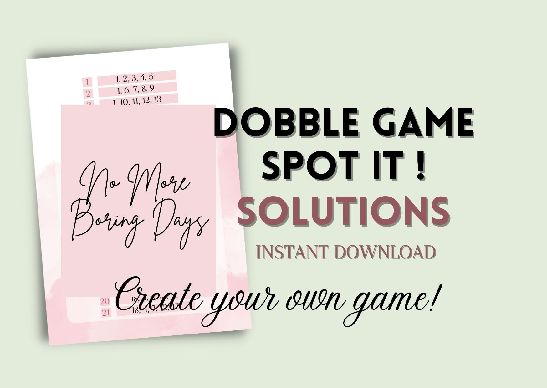Dobble Game, Game Solution, Personalized Game, Spot Card It, Dobble ...