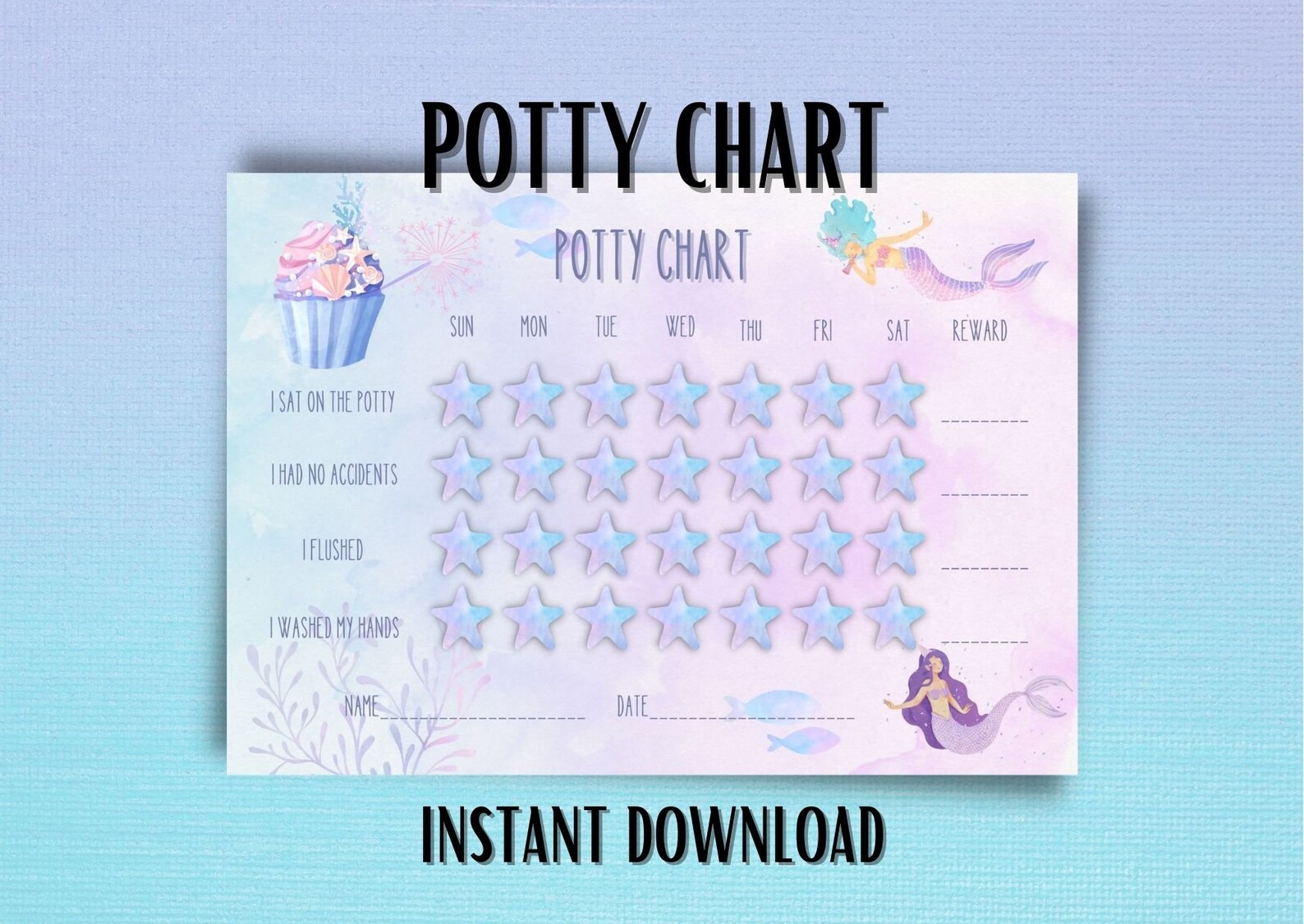Potty Training Chart, Potty Chart, Potty Chart for Girls, Potty ...