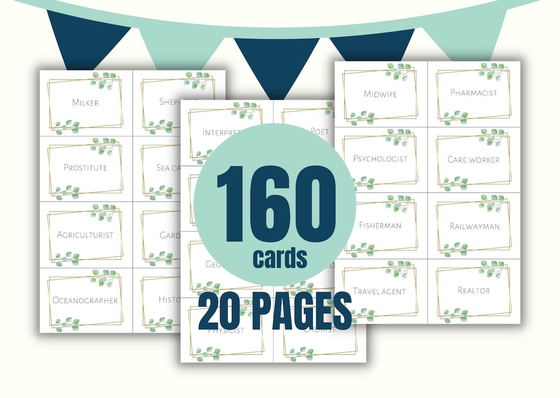 Charades Party Games, Job Charades, Party for Adults (Instant Download ...