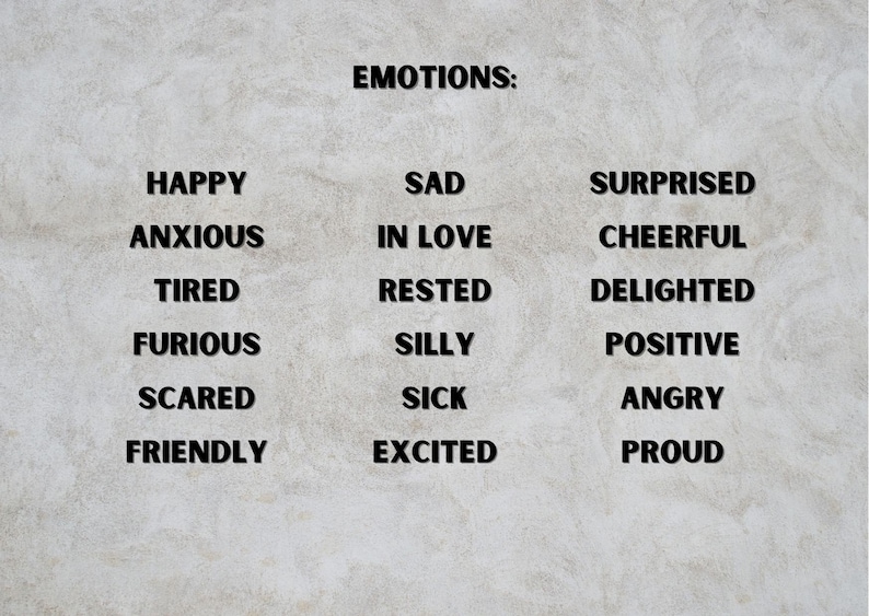 Kids Emotions, Emotions Chart, Emotion Flashcards - Etsy