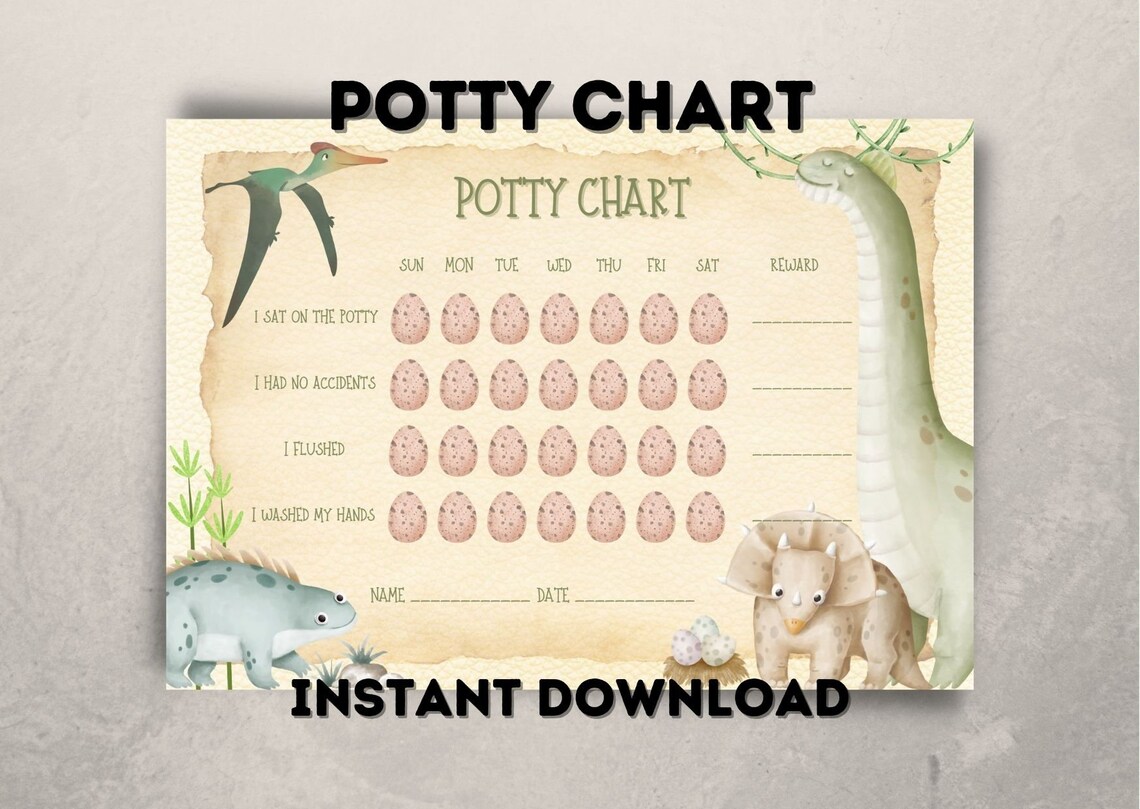 Potty Chart, Potty Training Chart, Dinosaur Potty Chart, Potty Training ...