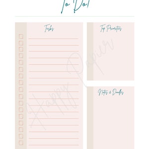 Printable Set of 3 to Do List Templates - Blush - Etsy