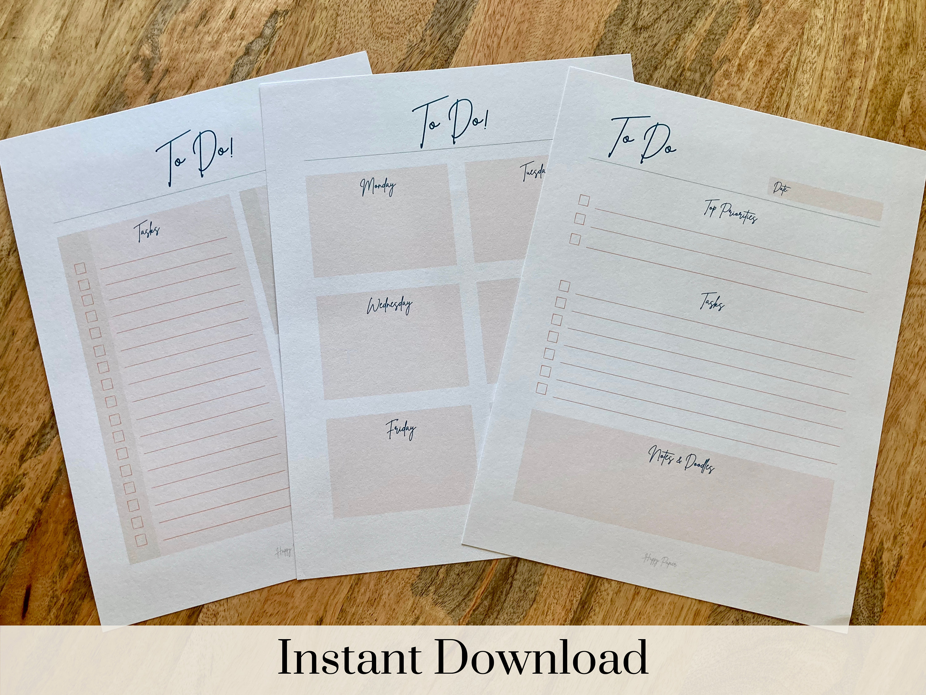 Printable Set of 3 to Do List Templates - Blush - Etsy