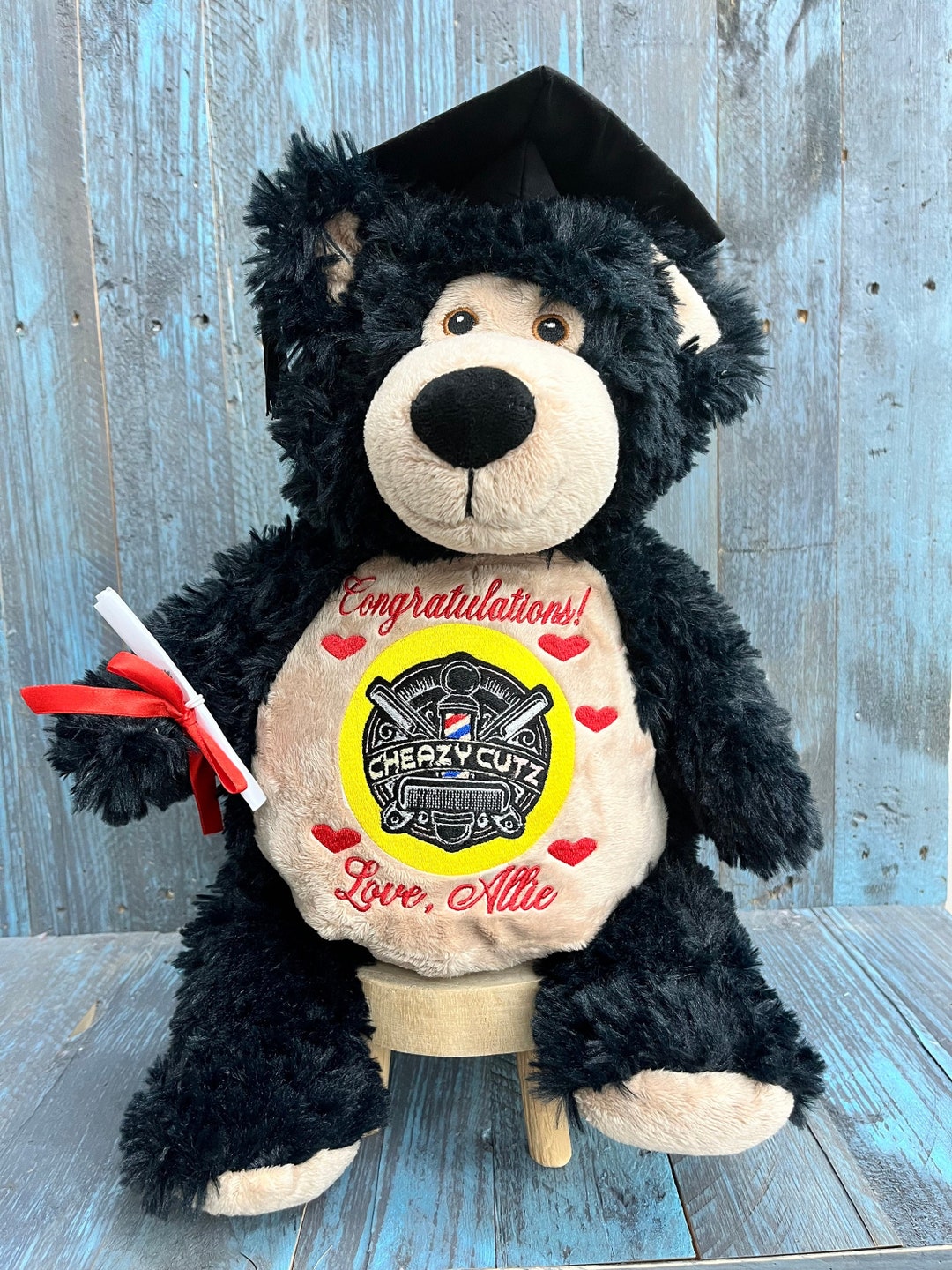 Graduation Black Bear- Personalized Embroidered Gift. Customize This ...