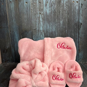 Personalized Baby Girl Spa Set, Custom Embroidered Robe & Slippers ...