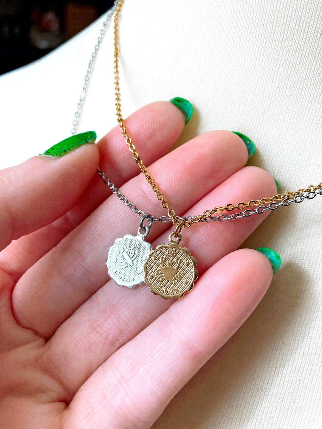 Zodiac Necklace. Astrological Sign Medal Necklace. Brass Plated Zodiac ...