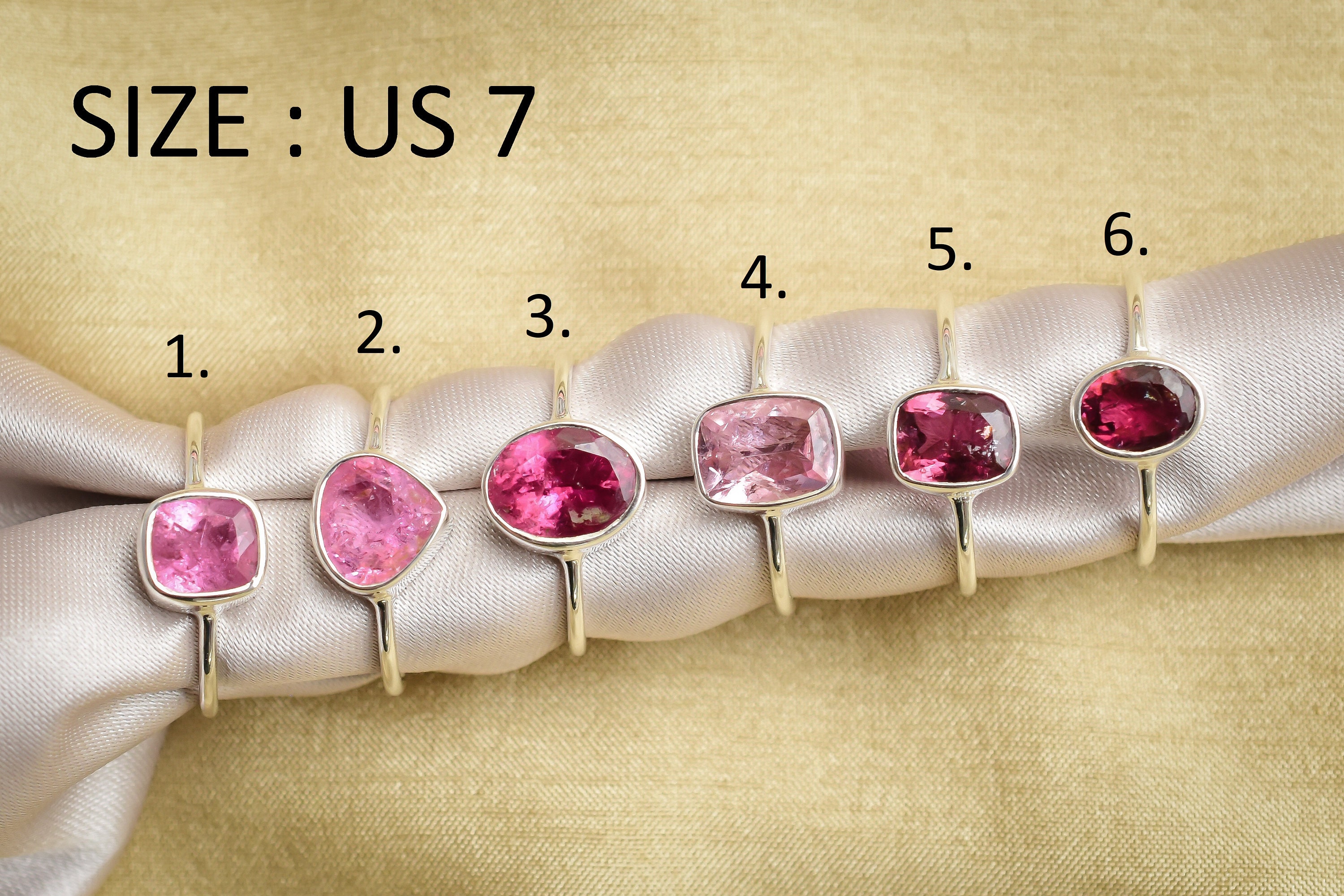 Nigerian Pink Tourmaline Mixed Cut Sterling Silver 925 Handmade Rings ...