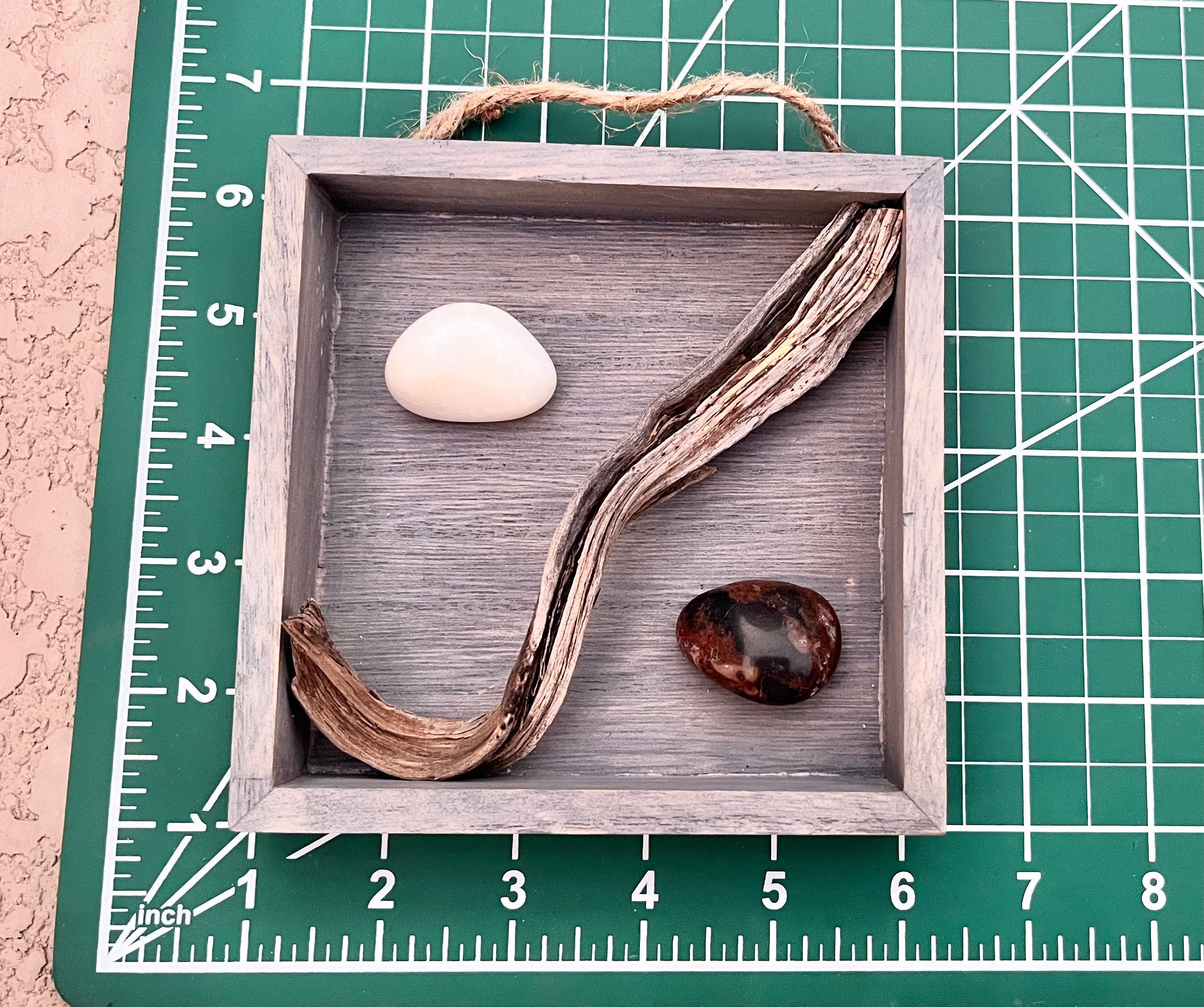 Cute Stone and Driftwood Shadow Box Art Display, Wall Hanging, Shelf ...