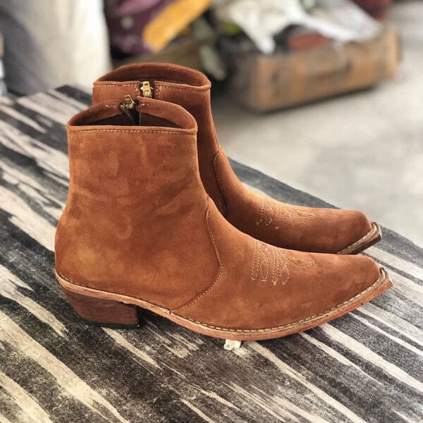 Suede Cowboy Boots - Etsy