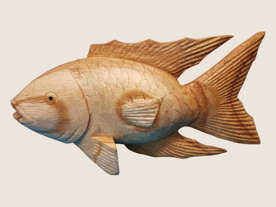 Wooden Hand Carved Fish, Koi Fish, Fair Trade, Fish Gift, Hand Carved ...