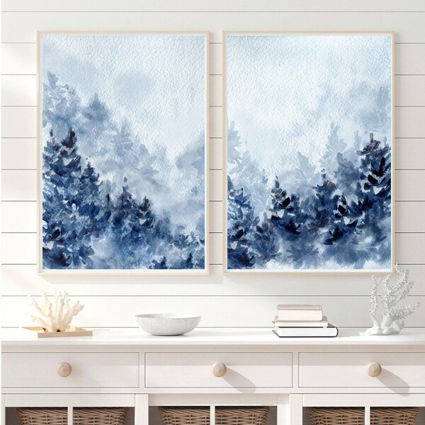 Arte abstracto azul - Etsy España