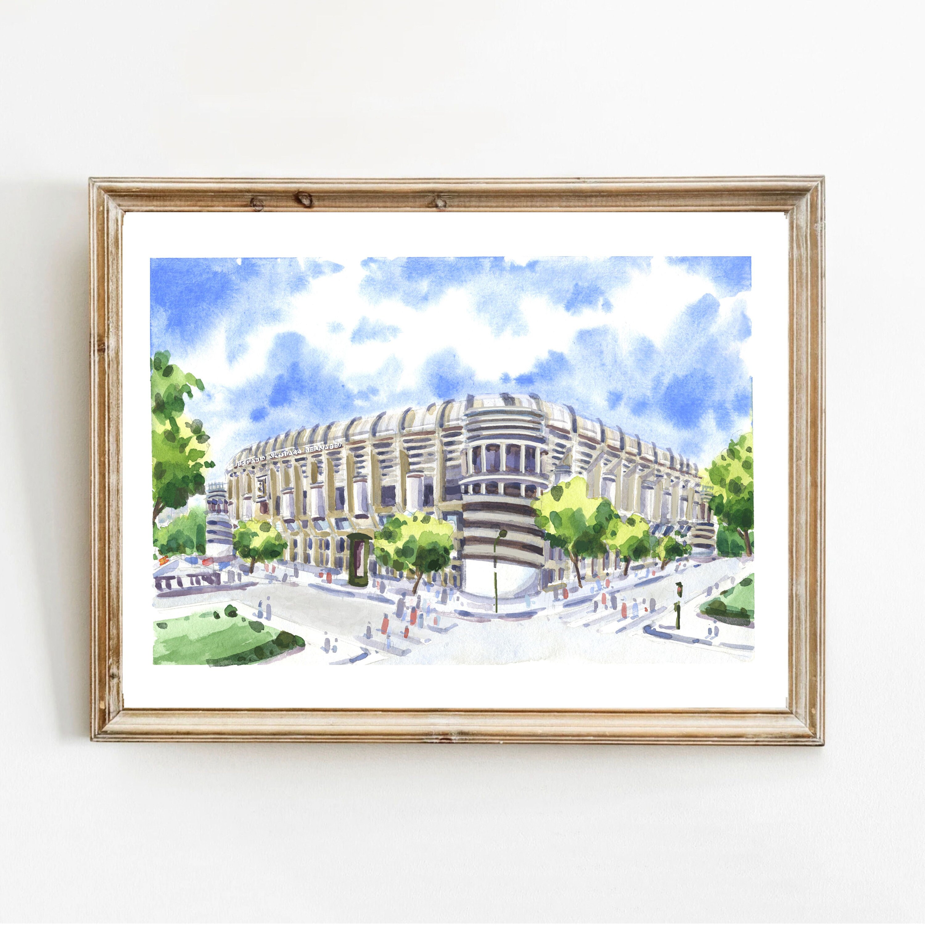 Santiago Bernabéu Football Stadium Watercolor Art Print, Soccer Print ...