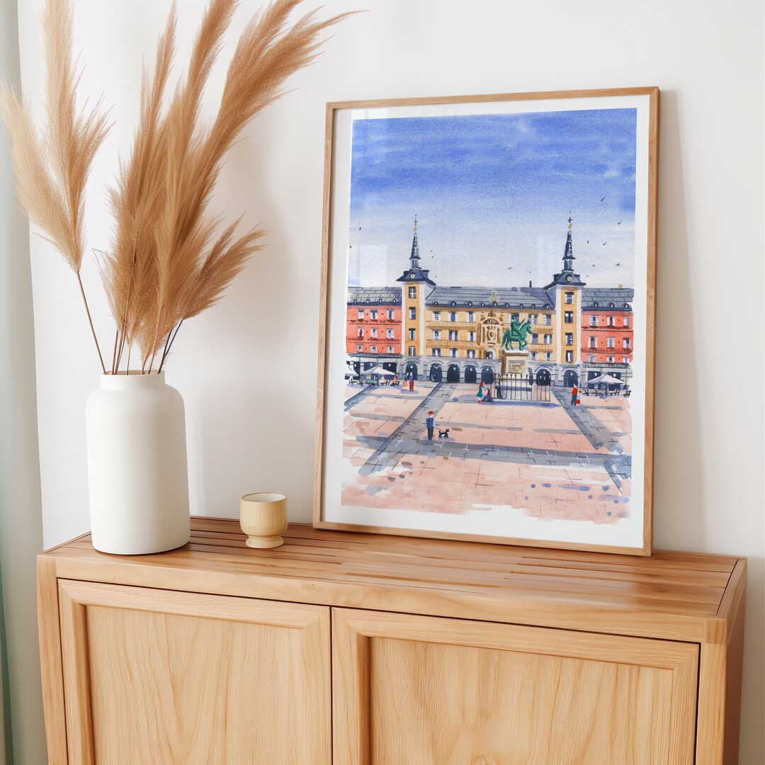 Madrid Print, Madrid Panting, Watercolor Madrid Illustration, Madrid ...