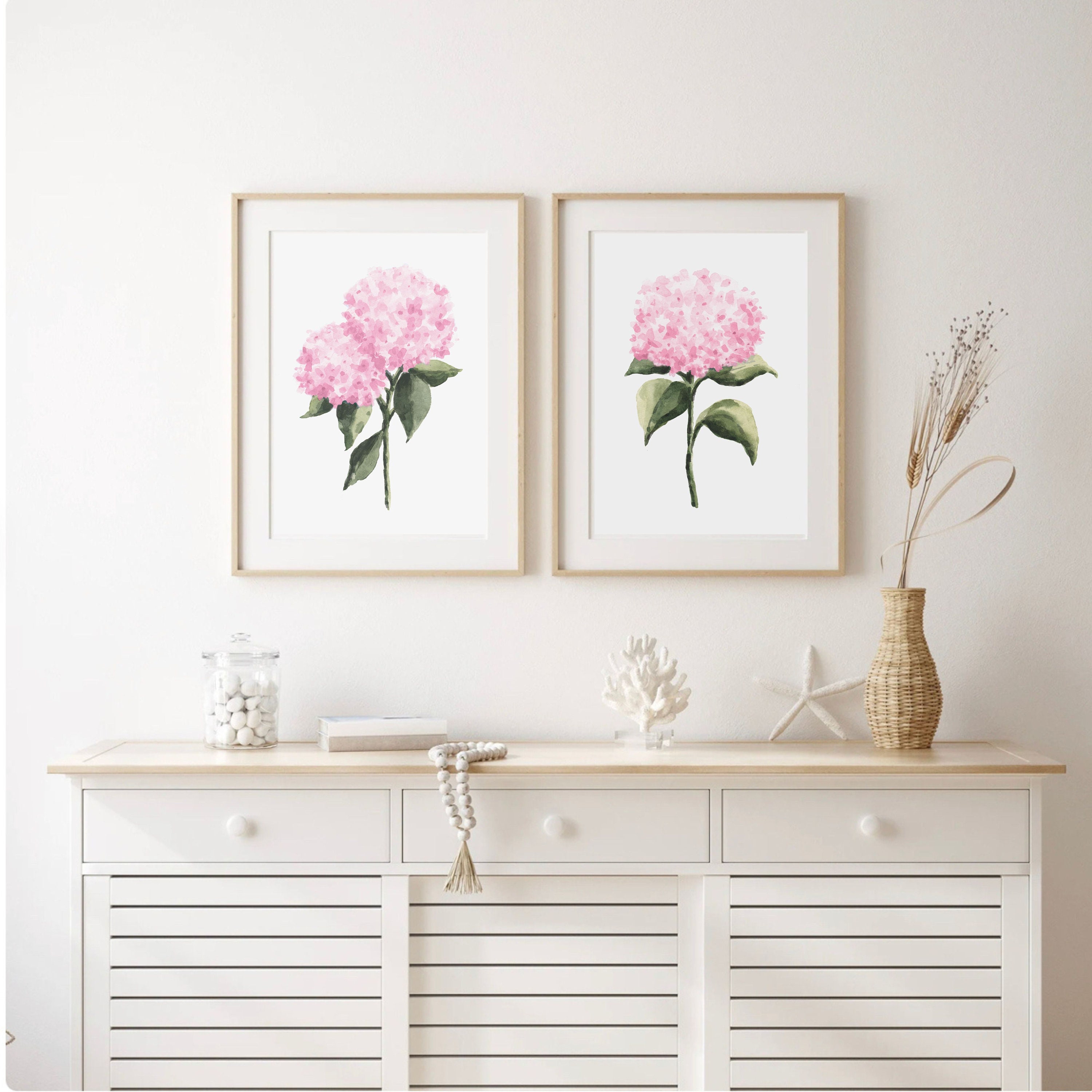 Blush Pink Hydrangea Watercolor Print Botanical Wall Art - Etsy