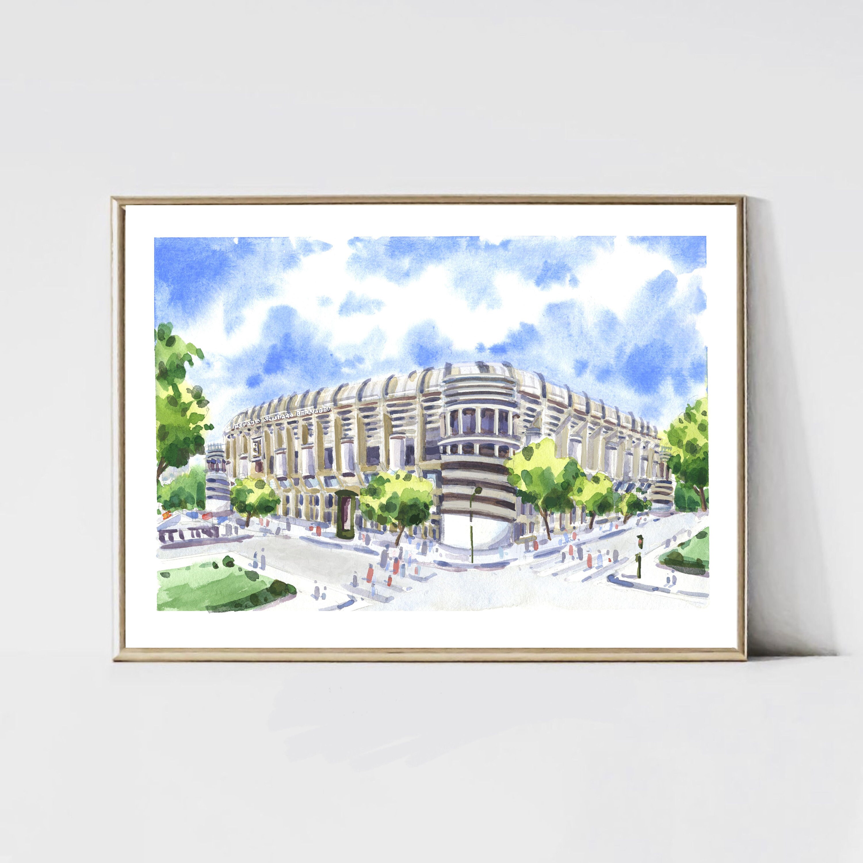 Santiago Bernabéu Football Stadium Watercolor Art Print, Soccer Print ...