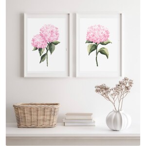Blush Pink Hydrangea Watercolor Print, Botanical Wall Art, Hydrangea ...