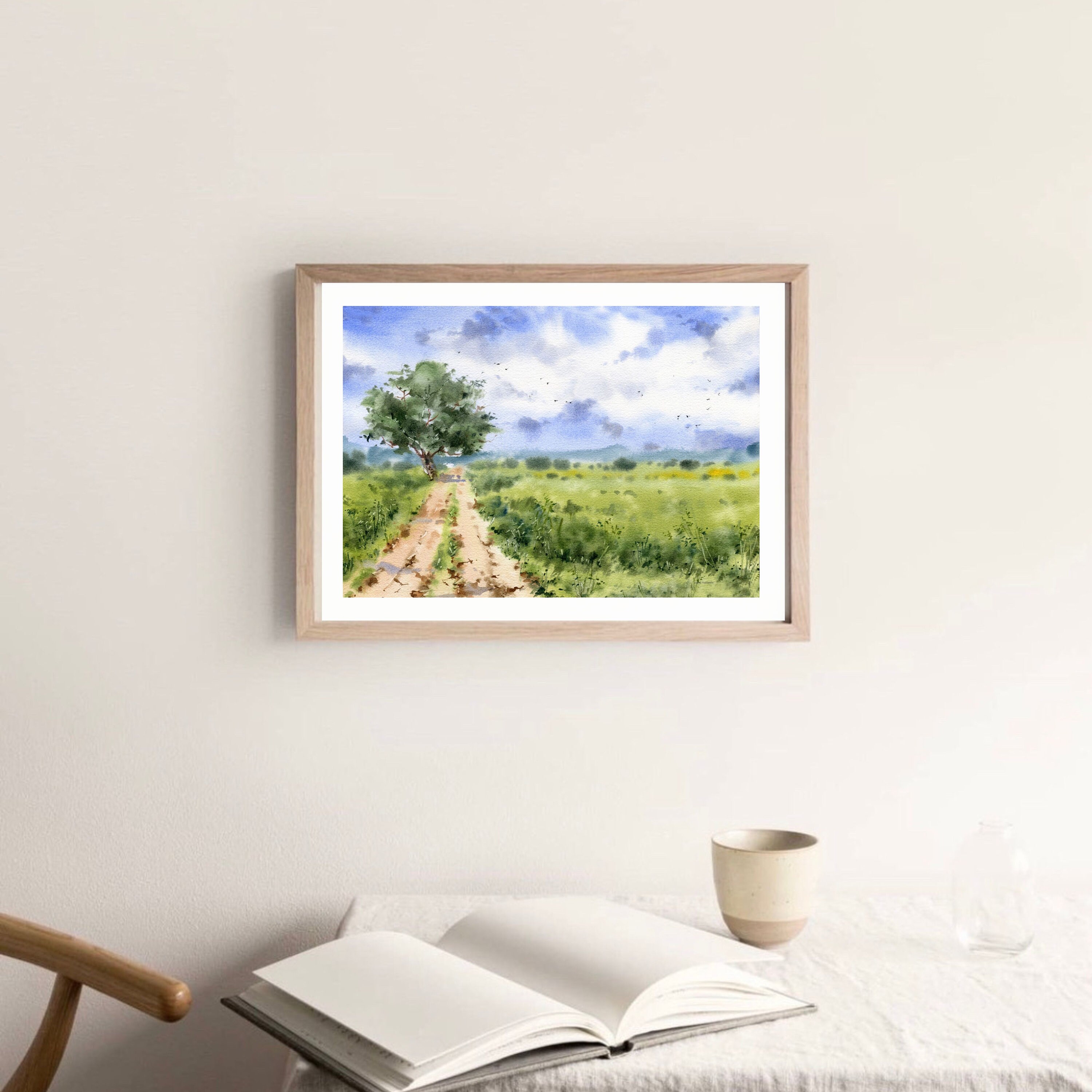 Spring Country Wall Art Watercolor Landscape Spring Print - Etsy