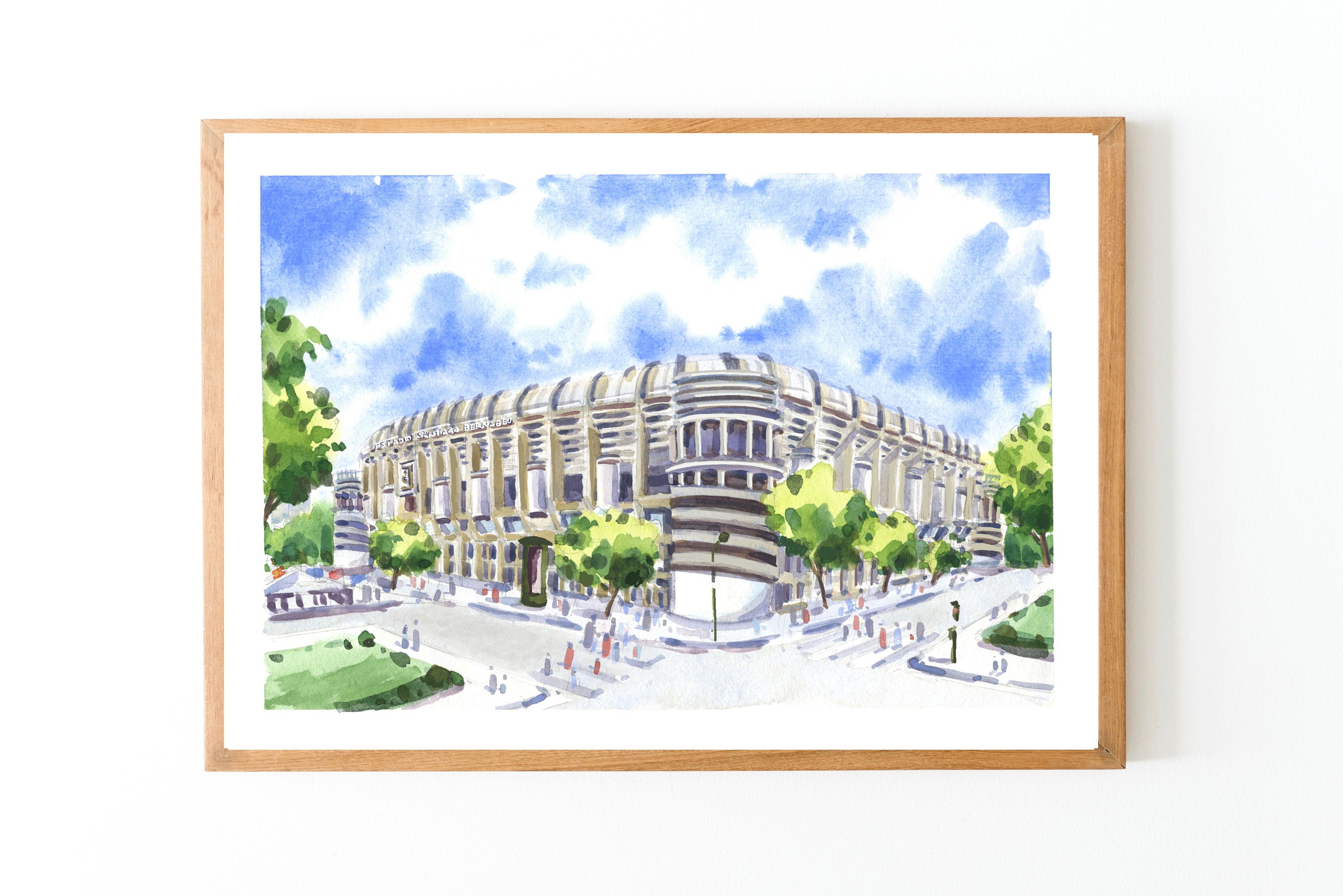 Santiago Bernabéu Football Stadium Watercolor Art Print, Soccer Print ...