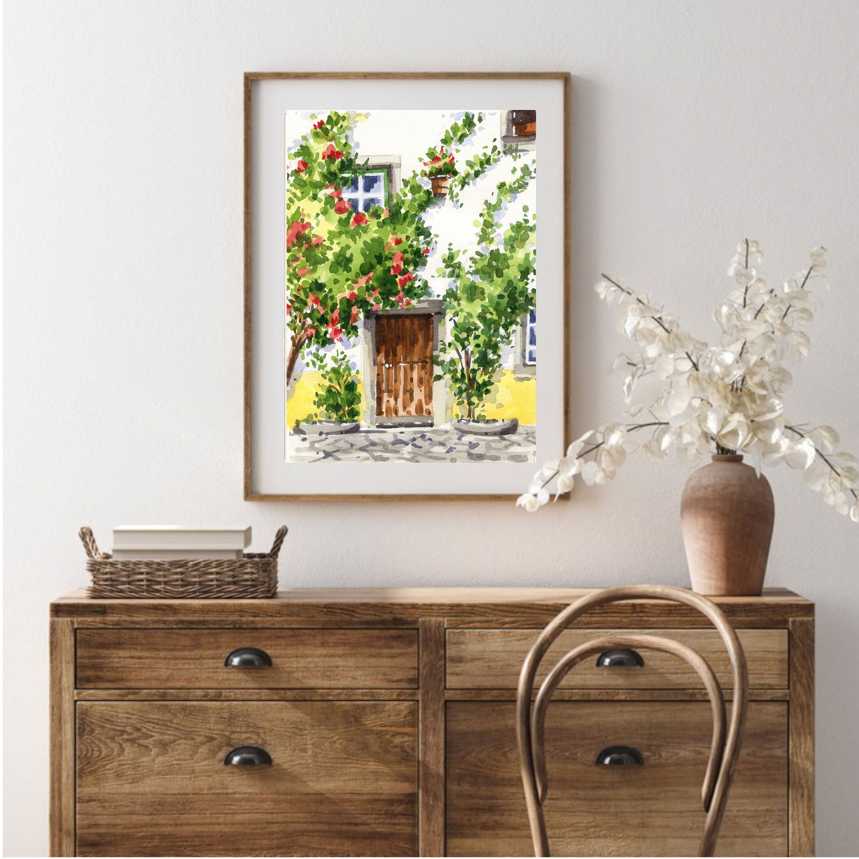 Portuguese Facade Watercolor Print, Portugal Print, Obidos Print ...