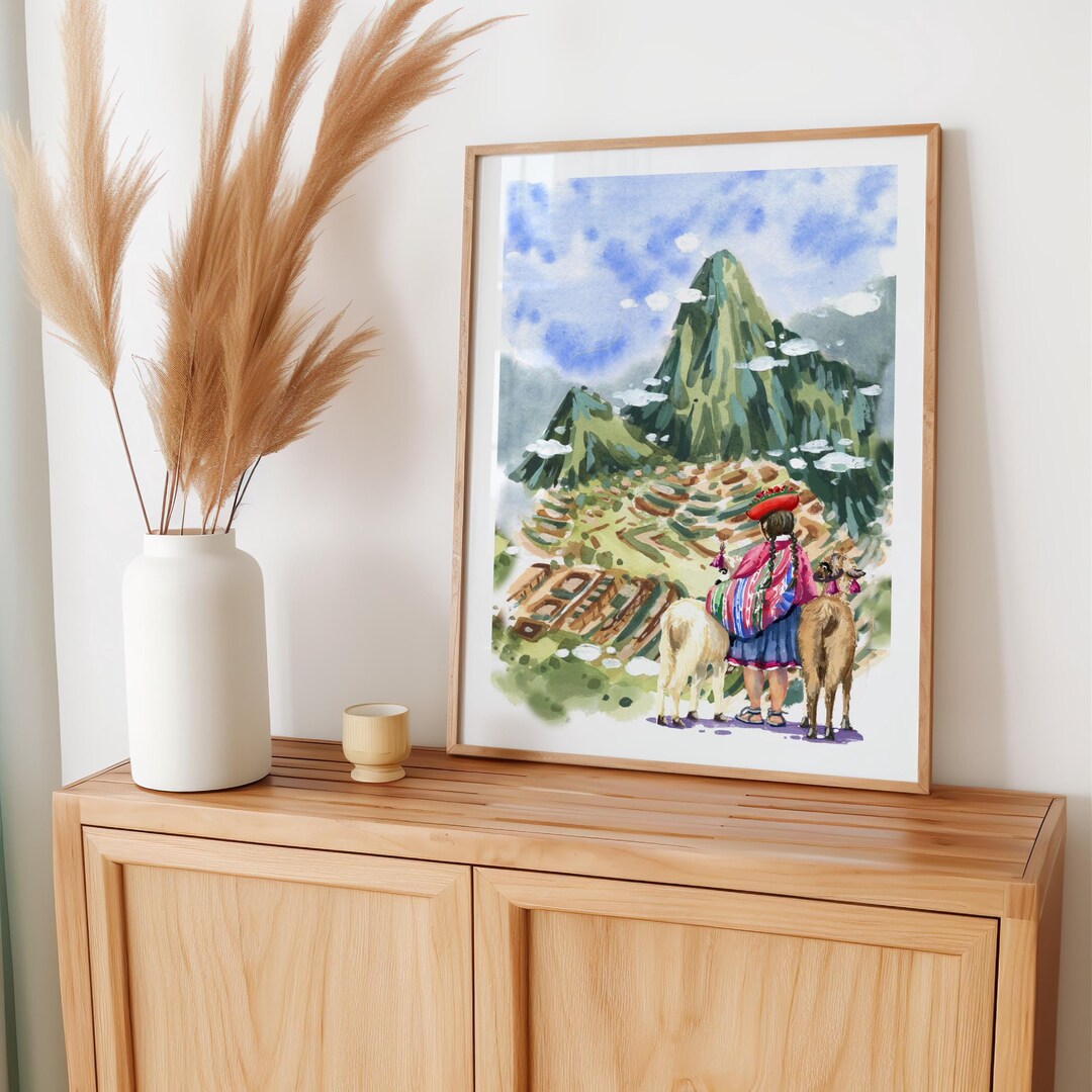 Peru Wall Art, Peru Watercolor Print, Travel Print, Machu Pichu Print ...