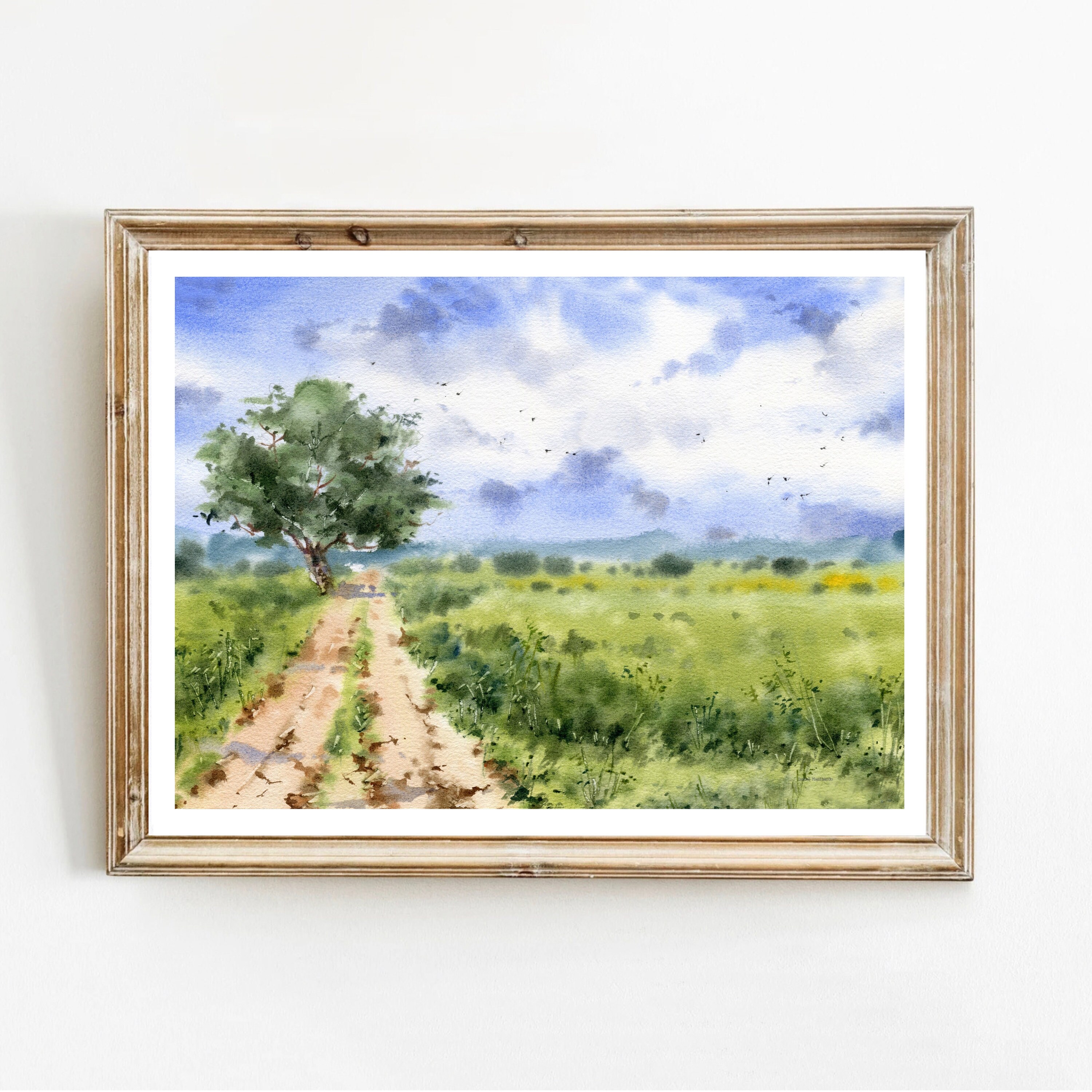 Spring Country Wall Art Watercolor Landscape Spring Print - Etsy