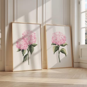 Blush Pink Hydrangea Watercolor Print, Botanical Wall Art, Hydrangea ...