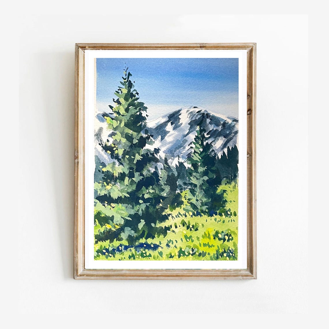 Original Gouache Painting Trees on the Mountain, Gouache Art, Gouache ...