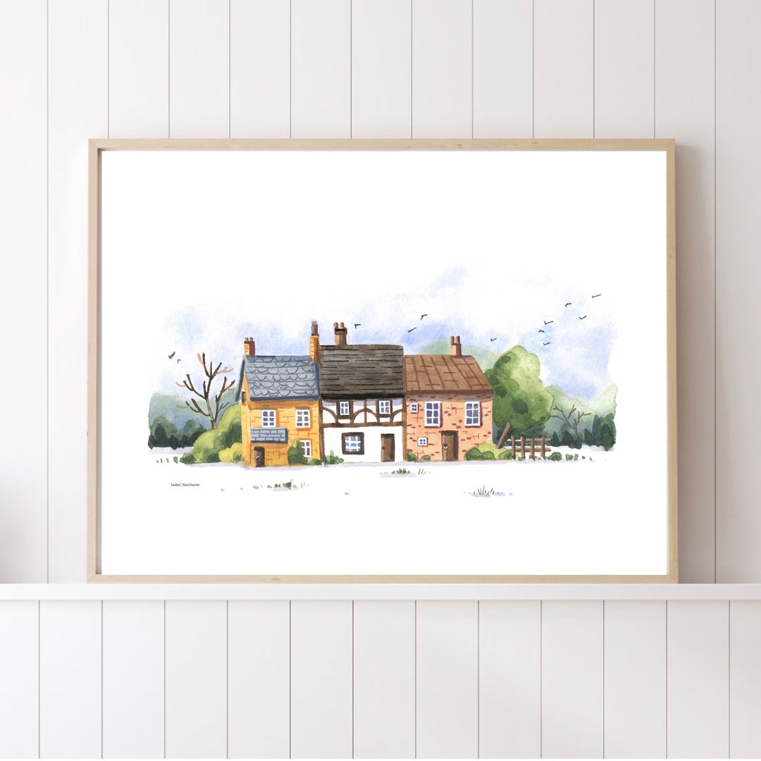 Cottagecore Print Wall Art, Cozy Houses, Nursery Decor, English Cottage ...