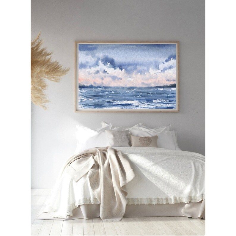 Ocean Wall Art, Beach Watercolor Painting, Sea Print, Nautical Decor ...