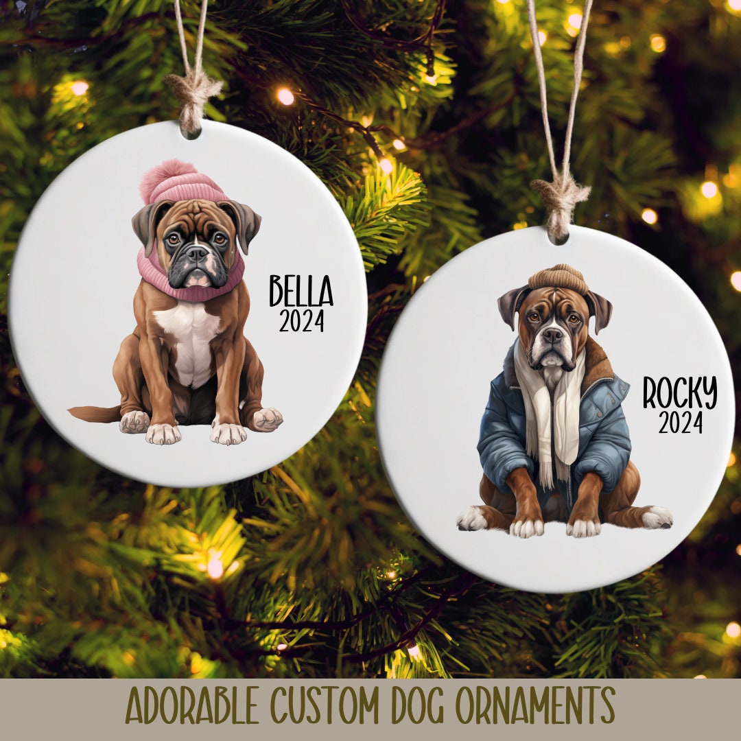 Custom Boxer Christmas Ornament Personalized Dog Breed Ornament ...