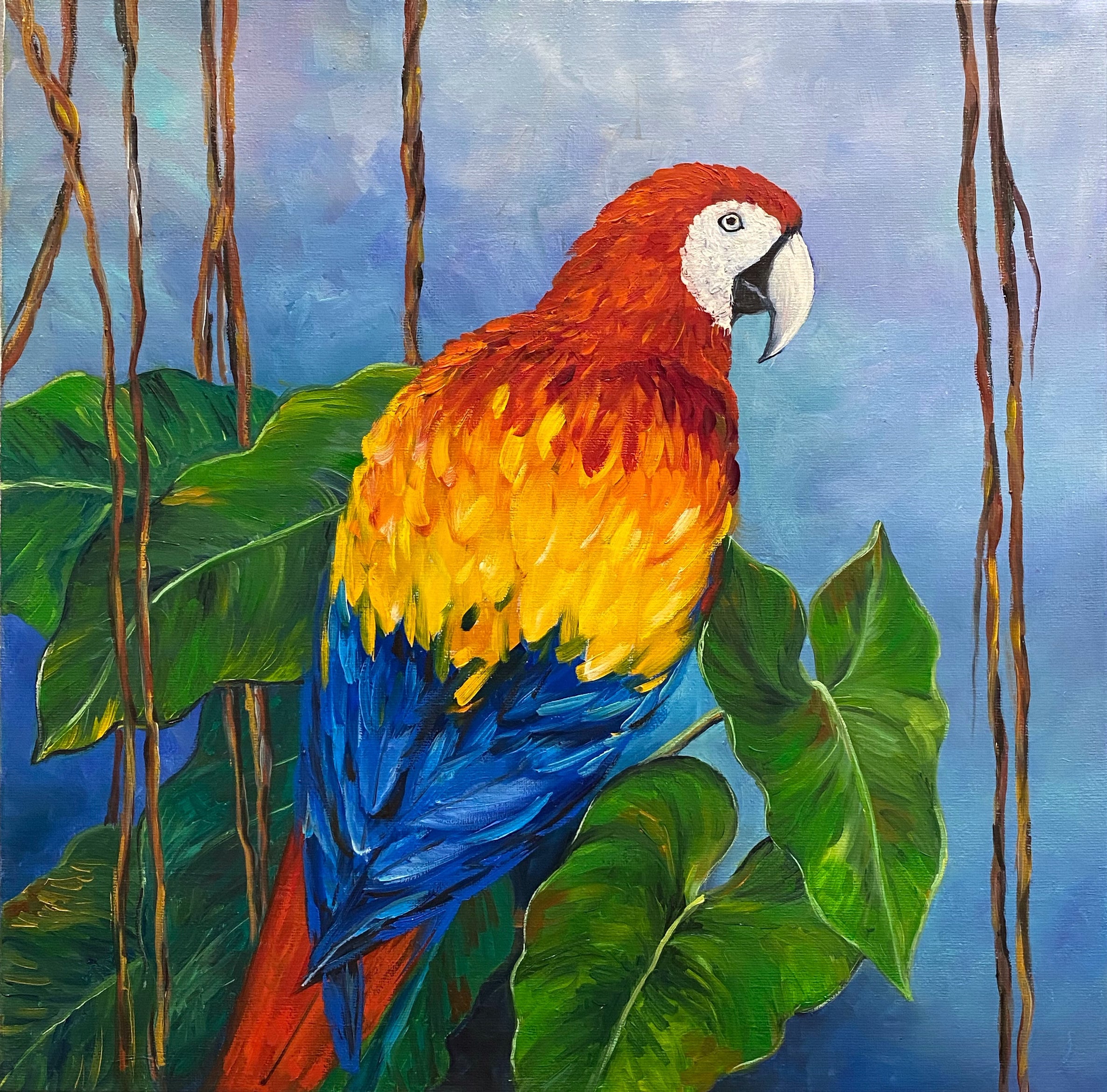 Pájaros de pintura de loro pintura arte óleo original arte | Etsy