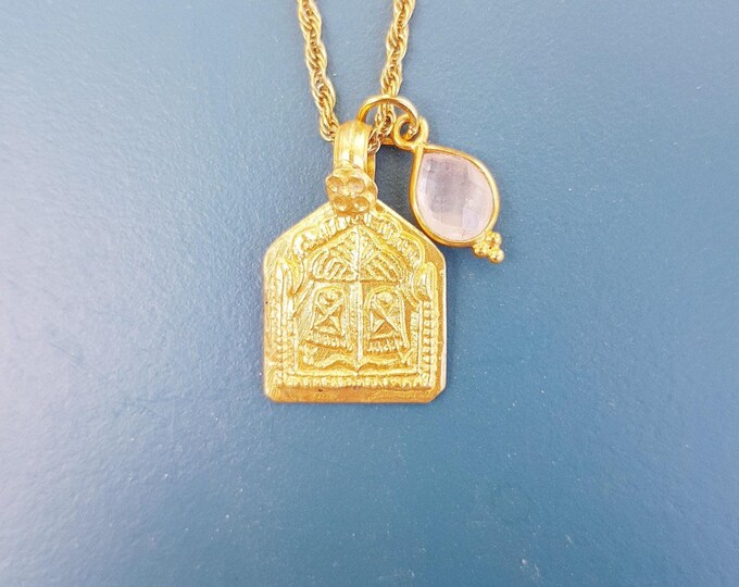 UNIQUE MODEL** Gold-plated "srivatsa" Protective Amulet Necklace, Rose ...