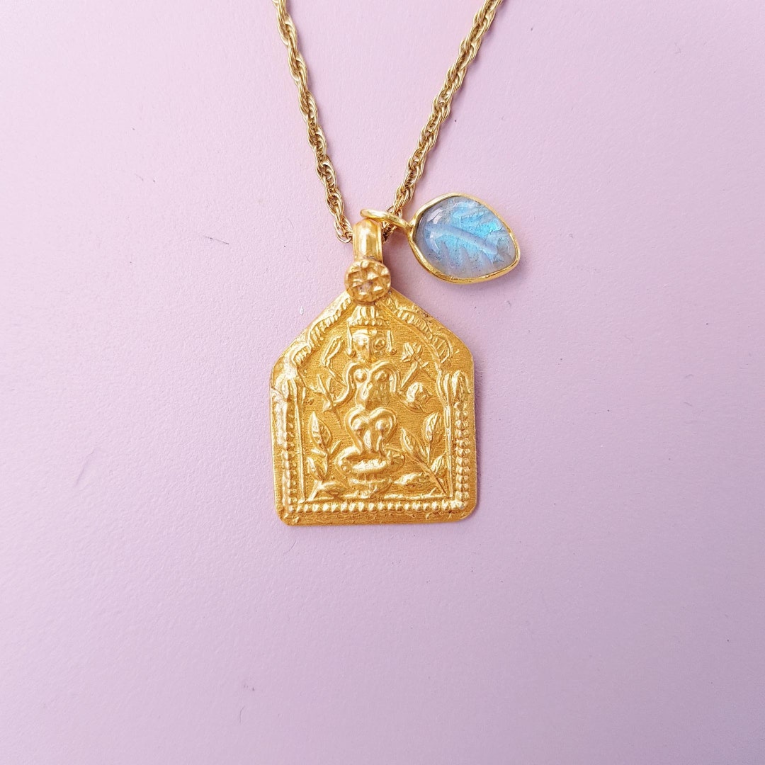 UNIQUE MODEL Goddess ganga Protective Amulet Necklace in Gold Plate ...