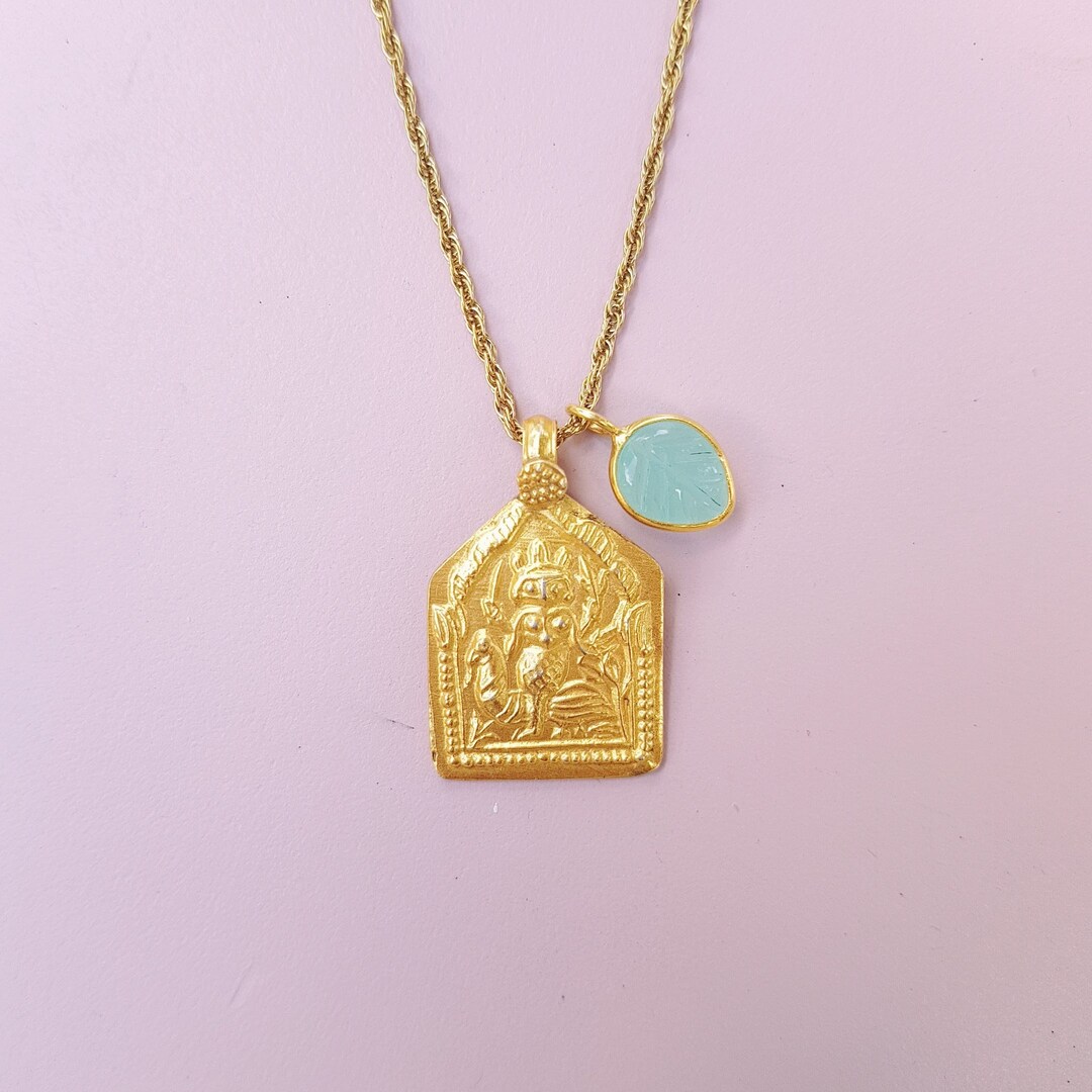 UNIQUE MODEL ** Gold Plated God "skanda" Protective Amulet Necklace ...