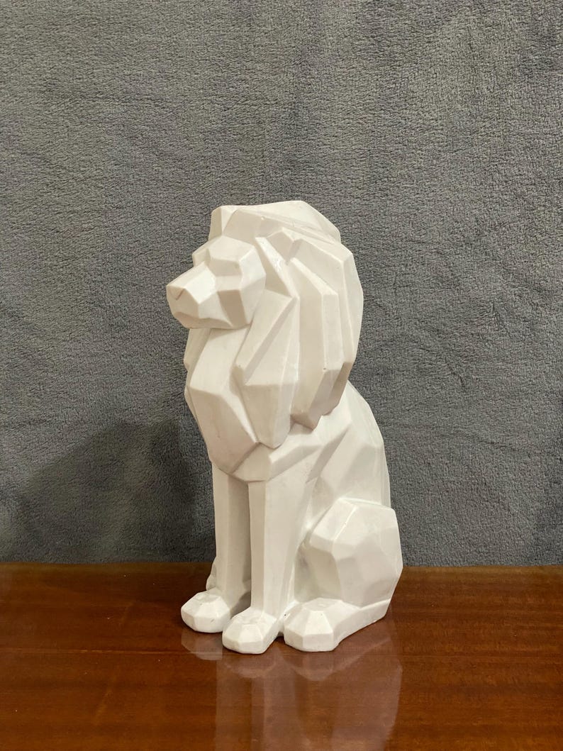 Cubic Lion Statue, Geometric Lion Sculpture, Lion Sculpture, Large ...