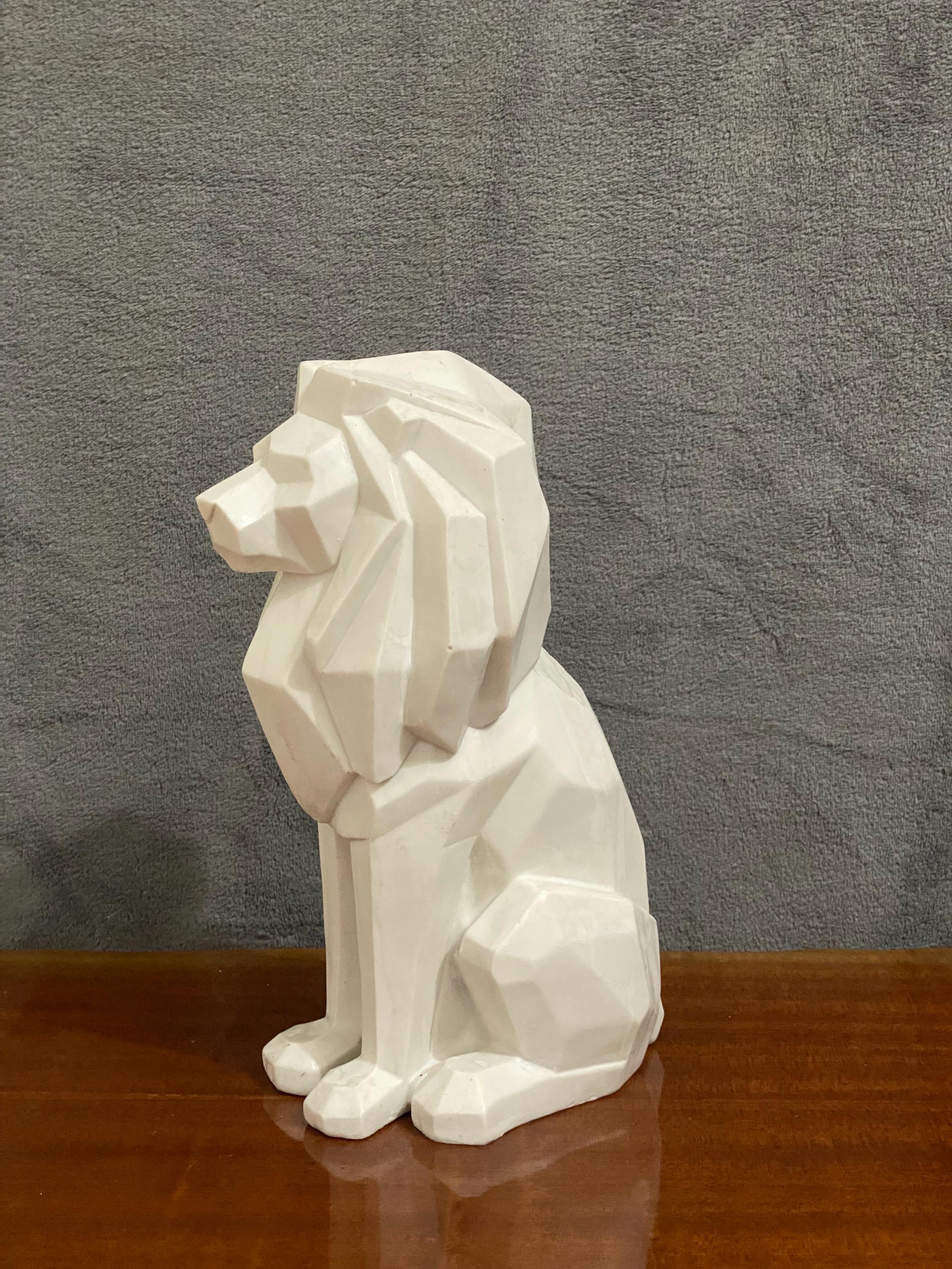 Cubic Lion Statue, Geometric Lion Sculpture, Lion Sculpture, Large ...