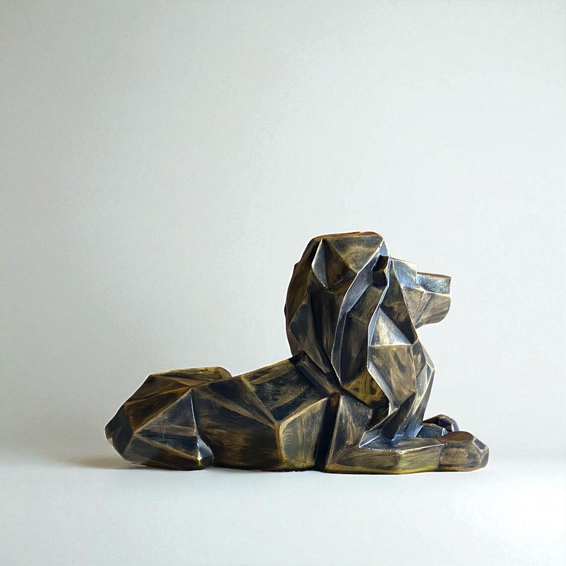Cubic Lion Statue, Geometric Lion Sculpture, Lion Sculpture, Large ...
