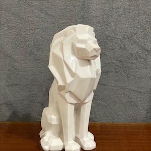 Cubic Lion Statue, Geometric Lion Sculpture, Lion Sculpture, Large ...