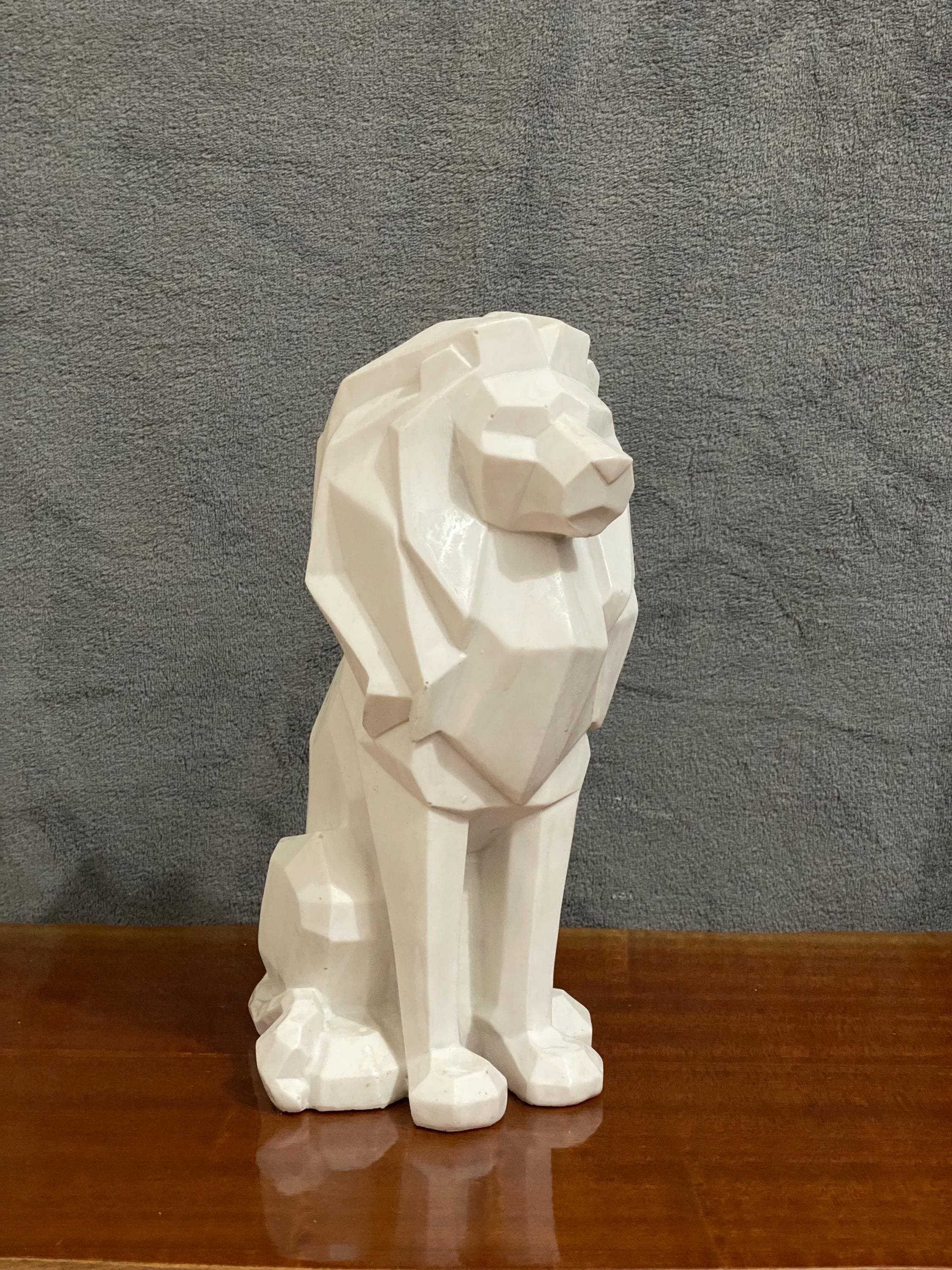 Cubic Lion Statue, Geometric Lion Sculpture, Lion Sculpture, Large ...