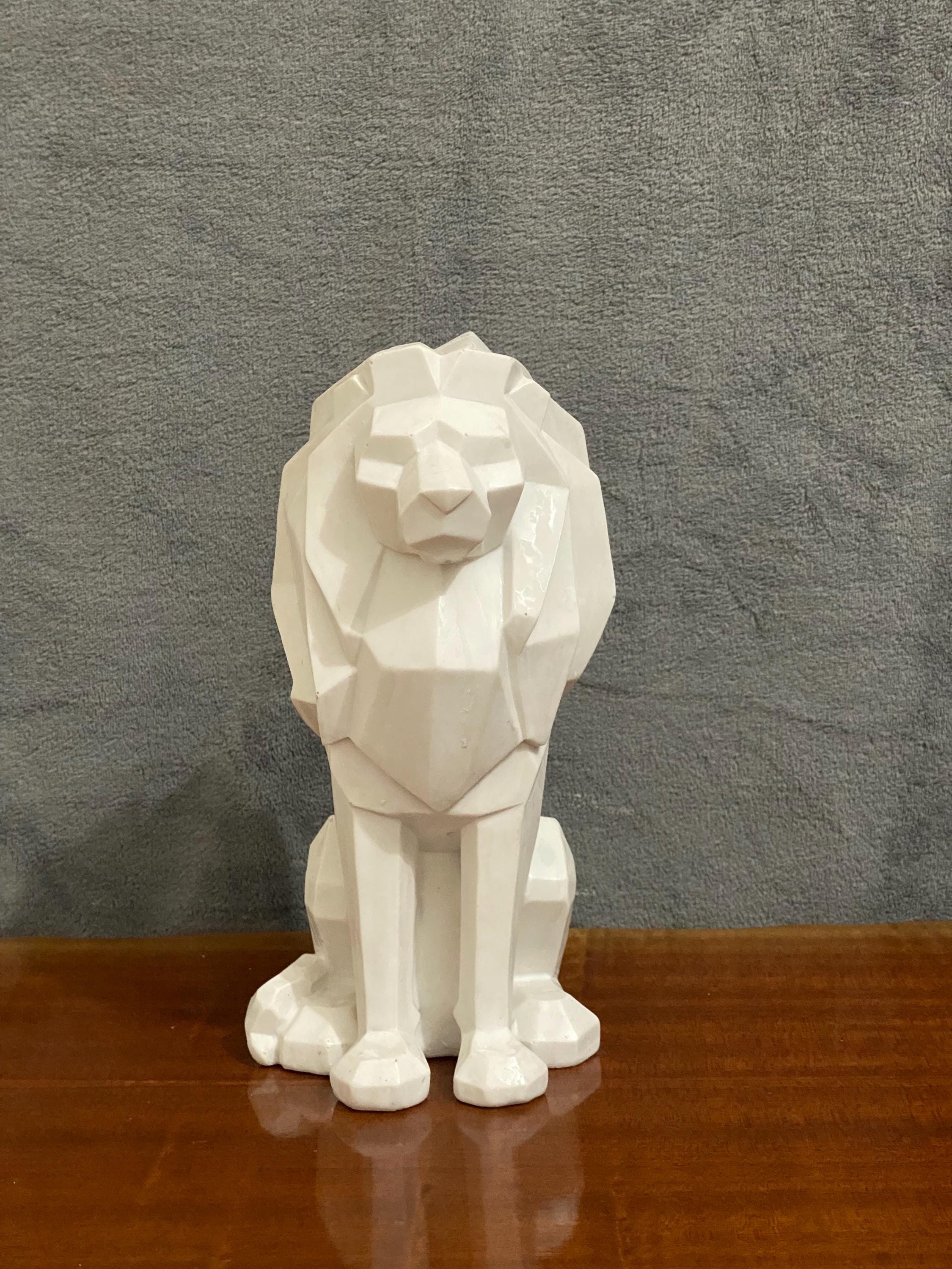 Cubic Lion Statue, Geometric Lion Sculpture, Lion Sculpture, Large ...
