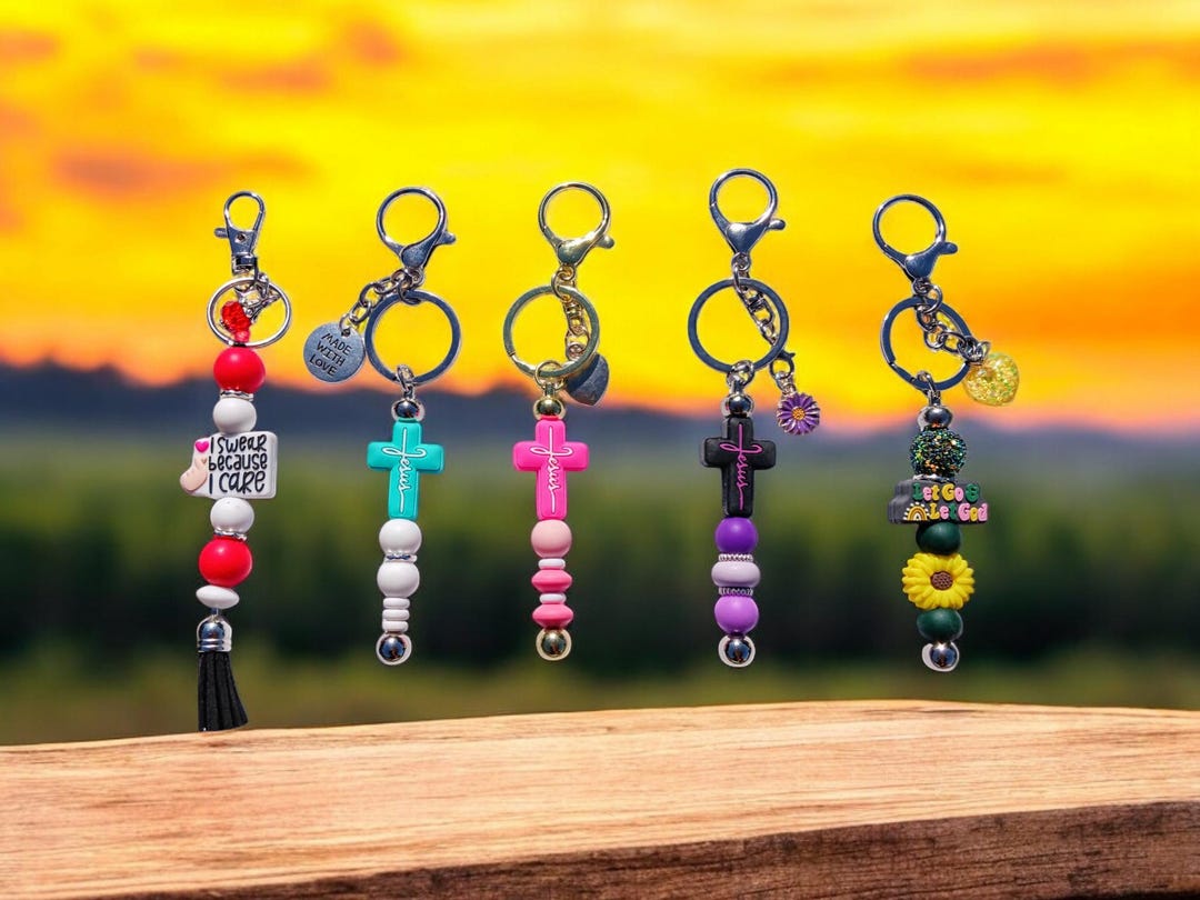 Jesus: Cross Spiritual Keychains Spiritual Silicone Bead Keychains ...